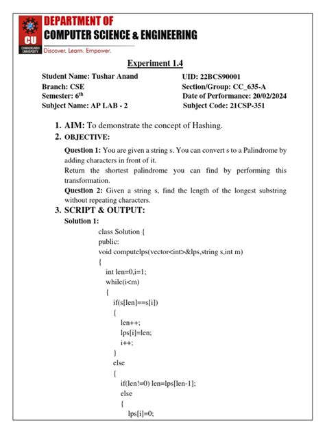 Ap2exp14 Pdf String Computer Science Algorithms