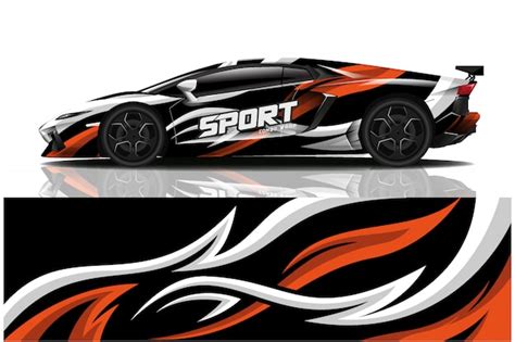 스포츠 자동차 데칼 랩 그림 프리미엄 벡터