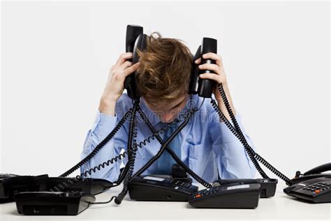 Answering Multiple Calls At The Same Time Stock Image Image Of Operator Overworked 36228289