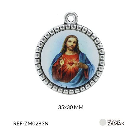 Medalla Zamak Sagrado Corazón De Jesús 35x30mm X Und Pelgy