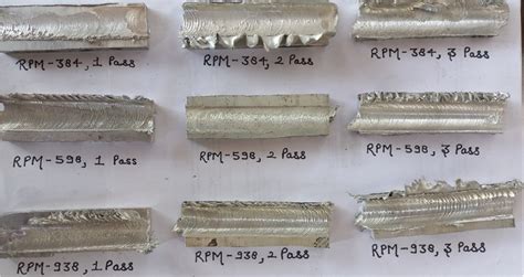 the processed sample using different process parameters using friction
