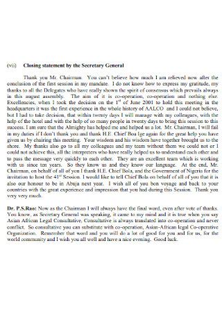 SAMPLE Closing Statement Templates In PDF MS Word SAMPLE Closing Statement Templates In PDF MS Word