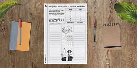 Language Devices Word Grid Game For Years 7 8 Teacher Made