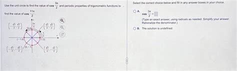 Use the unit circle to find the value of cos π and Chegg