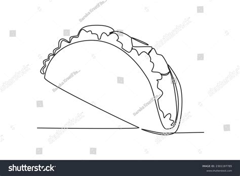 Single Continuous Line Drawing Mexican Tacos Stock Vector Royalty Free