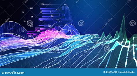 Abstract Background Wireframe Noise Grid With Color Blurred Lines Data Represent Concept Of 3d