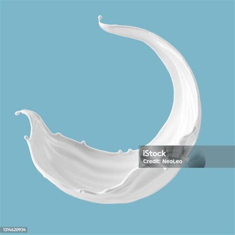 파란색 배경에 격리 된 3d 렌더링 둥근 우유 스플래시 흰색 페인트 튀는 화장품 보습 로션 액체 웨이브 클립 아트 보습제에 대한 스톡 사진 및 기타 이미지 Istock