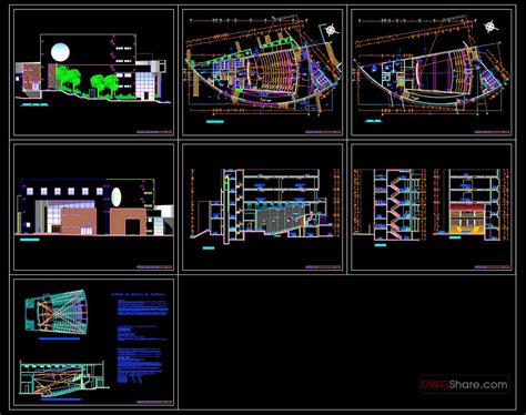Auditorium Design Project Plan Elevations And Sections Details Autocad File Free Download Free