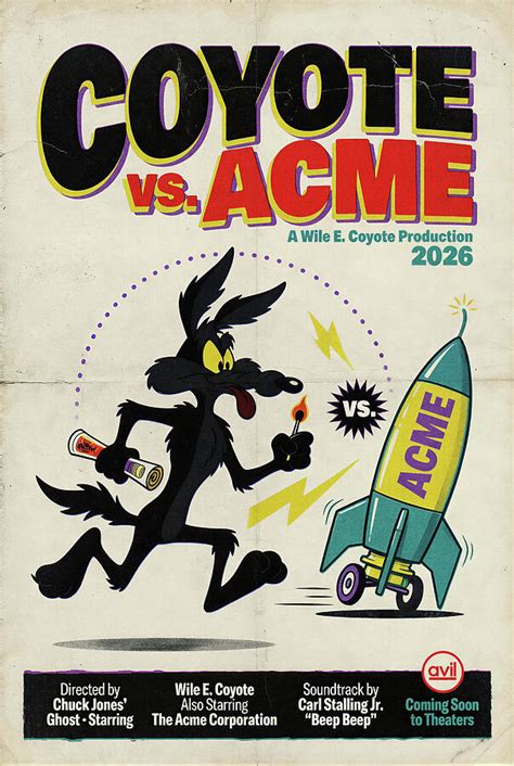 Wile E Coyote Vs Acme Rocket Minimal Movie Poster Retro Film