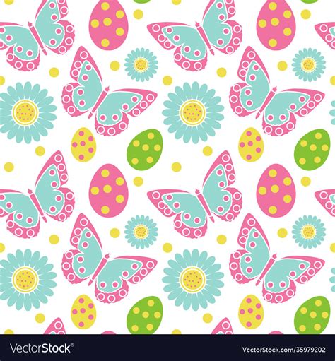 Cute Easter Seamless Pattern Spring Repeating Vector Image
