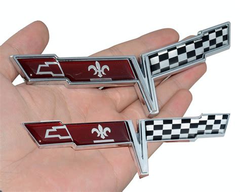 Pair Set 1980 Corvette C3 Front Nose Emblem And Rear Deck