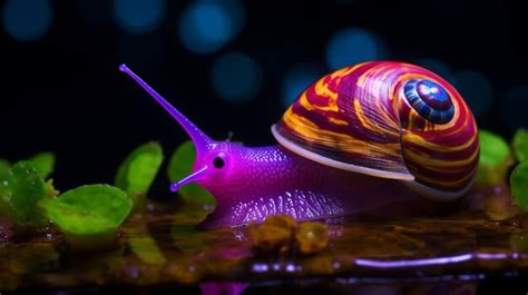 Premium Photo Assassin Snail Worm Neon Color Ai Generated Pictures