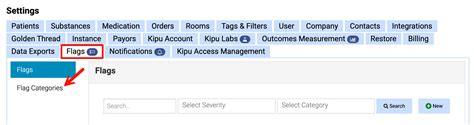Settings Flags Tab Kipu Health