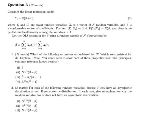 Consider The Linear Regression Model Yi Xi′β Ui