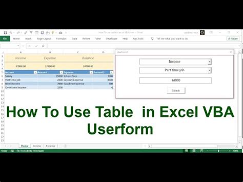 How To Use Table In Excel VBA YouTube