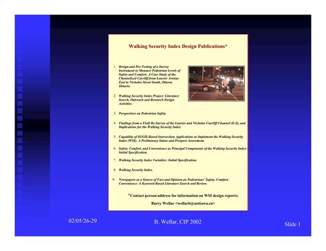 Lessons Learned From The Walking Security Index Wsi Project On How To