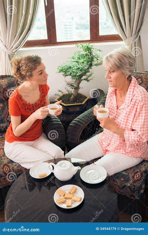 Tea With Granny Stock Image Image Of Elderly Feminine 34944779