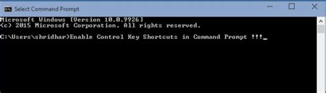Enable Control Key Shortcuts In Command Prompt Windows