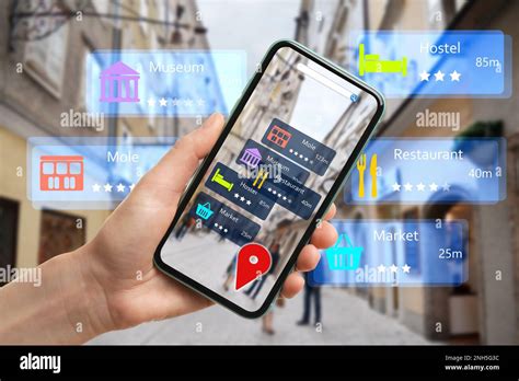 Tourist Using Online Guide Application On Smartphone For Navigation In