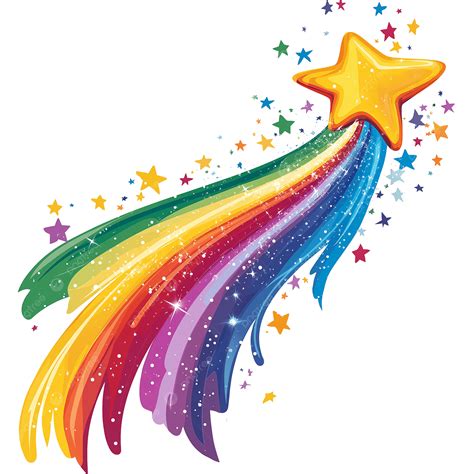 Rainbow Star Clipart Magical Shooting With Glitter Trail Rainbow Star