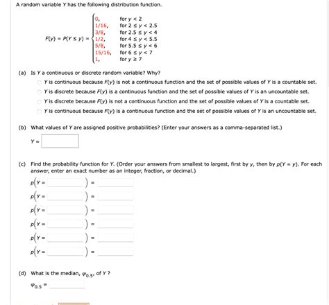 Solved A Random Variable Y Has The Following Distribution Chegg