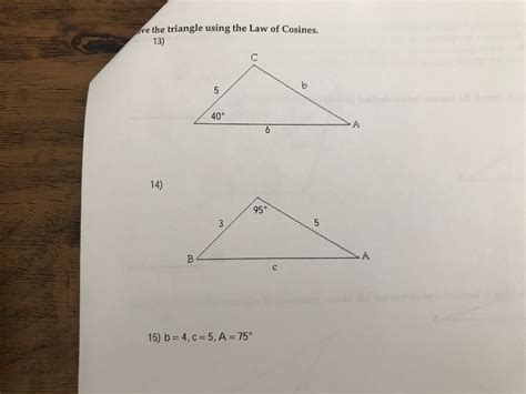 Solved Solve The Following Triangles Using Law Of Sines A