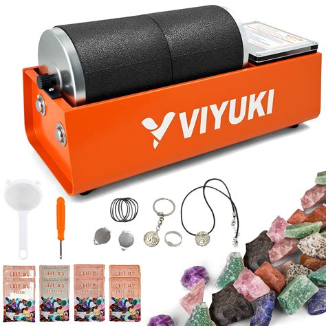 Viyuki 2025 Professional Rock Tumbler Kit Double Drum 6lb Lapidary
