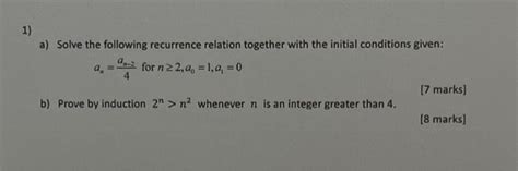 Solved 1 A Solve The Following Recurrence Relation