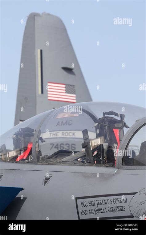 Usaf Military Air Power Boeing F 15e Strike Eagle Cockpit Canopy With Lockheed Martin C 130