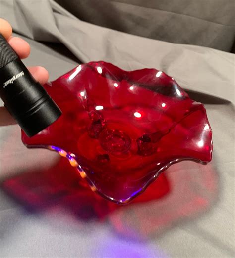 Vintage Amberina Glow Glass Footed Ruffle Candy Dish Compote Bowl Etsy