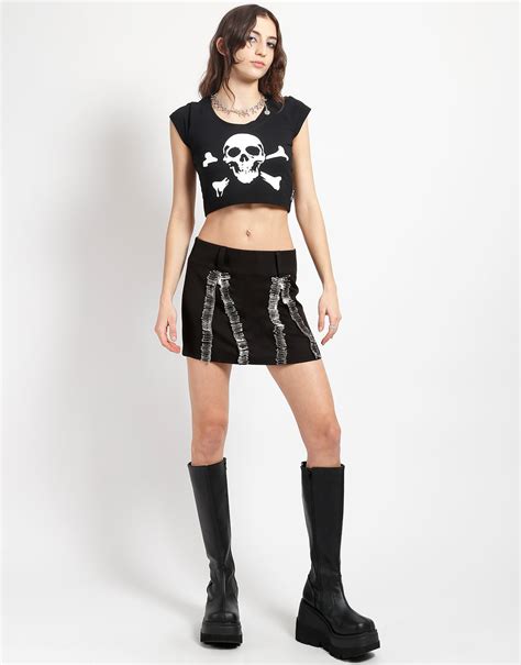 Tripp Nyc Safety Pin Punk Skirt Black
