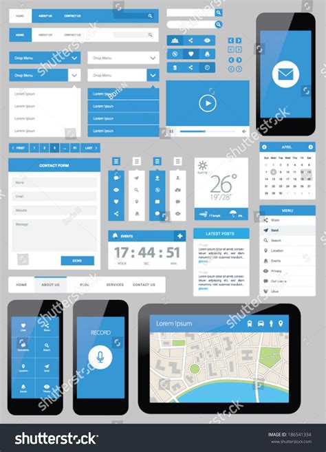 Ui Flat Design Web Elements Stock Vector Royalty Free 186541334 Shutterstock