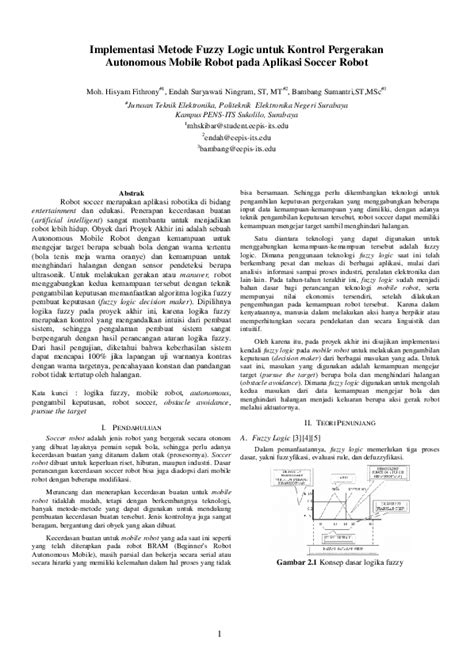 Pdf Implementasi Metode Fuzzy Logic Untuk Kontrol Pergerakan