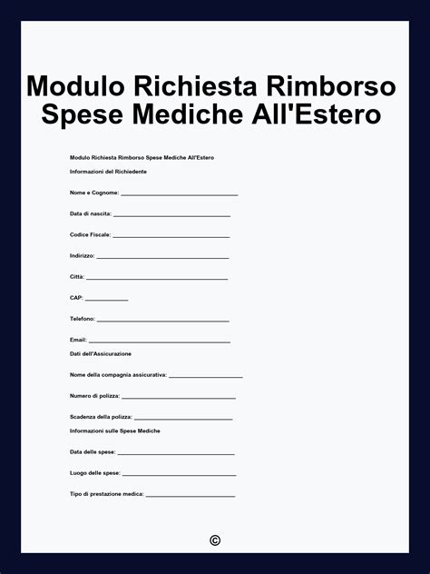 Modulo Richiesta Rimborso Spese Mediche All Estero