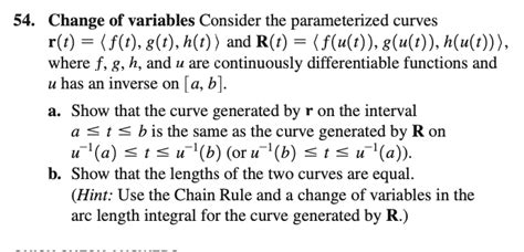 solved consider the parameterized curves a show that the