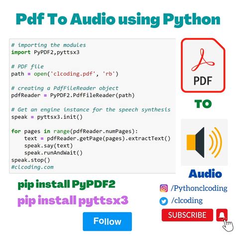 Python Coding On Linkedin Pdf To Audio Using Python