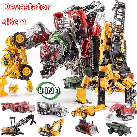 2022 신상 Devastator 변신 로봇 8 In 1 블렌더 불도저 자동차 액션 피규어 Abs 48cm 변형 모델 장난감 남아용 선물