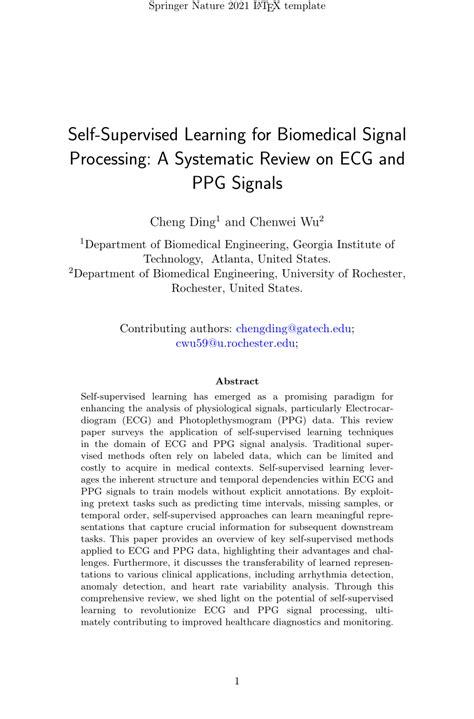 pdf self supervised learning for biomedical signal processing a