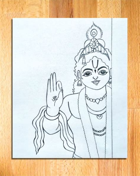 Krishna Pencil Drawing Tutorial Step By Step How To Draw Krishna Krishna Line Art In 2024
