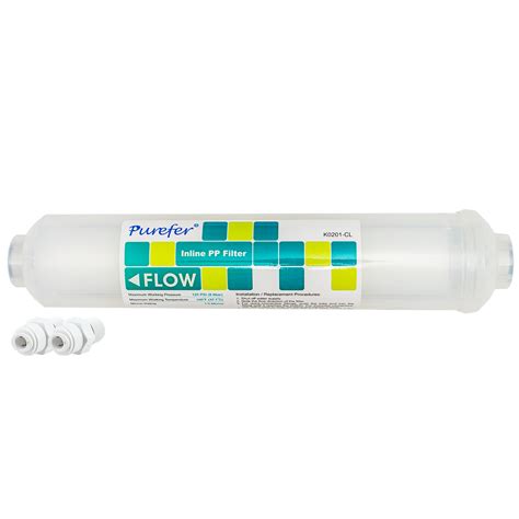 Purefer Inline Sediment Filter 5 Micron Fittings 6 12sed