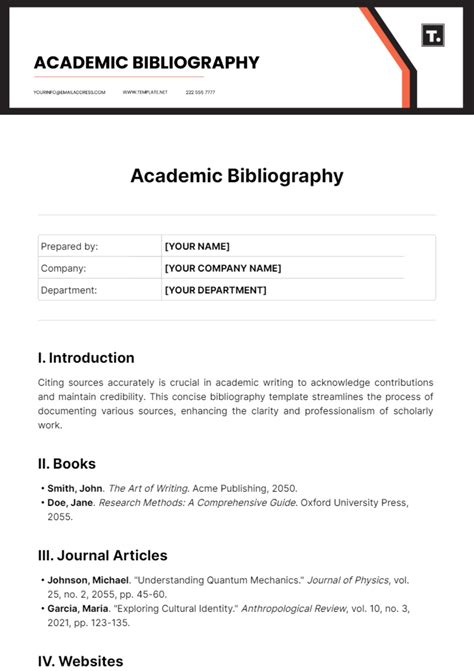 Academic Bibliography Template Edit Online And Download Example