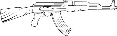 Premium Vector Ak47 Assault Rifle Line Art