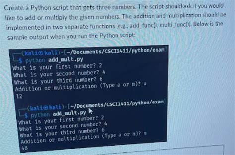 Solved Create A Python Script That Gets Three Numbers The Chegg Com