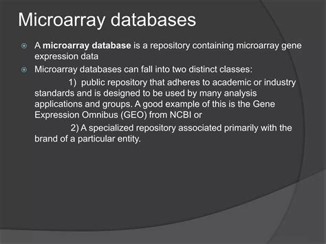 Microarrays Databasespptx Databases Computer Software And Applications