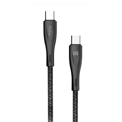 قیمت و خرید کابل تبدیل Usb C به Usb C پرووان مدل 60w Pcc112 طول 1 متر