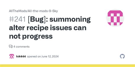 Bug Summoning Alter Recipe Issues Can Not Progress · Issue 241