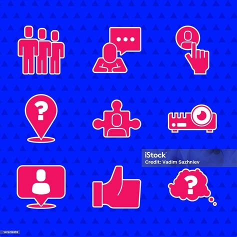 프로젝트 팀 기반 손 좋아요 물음표 미디어 프로젝터 헤드 헌팅 및 사용자 그룹 아이콘을 설정합니다 벡터 0명에 대한 스톡 벡터 아트 및 기타 이미지 Istock