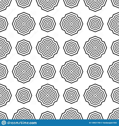 Black And White Seamless Pattern Geometrical Lining Background Squares Stock Vector