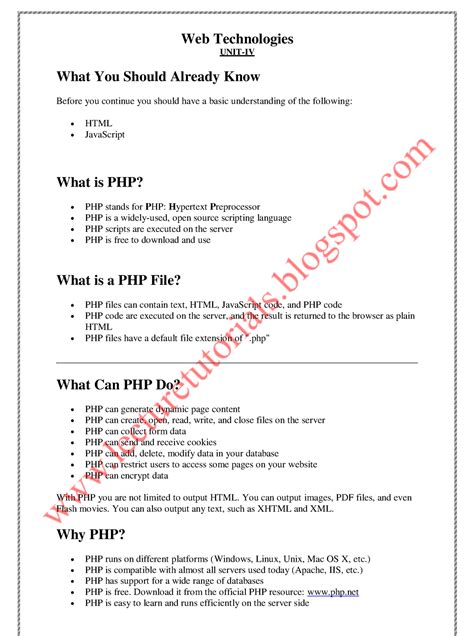 Unit 4 Nothing Web Technologies Unit Iv What You Should Already