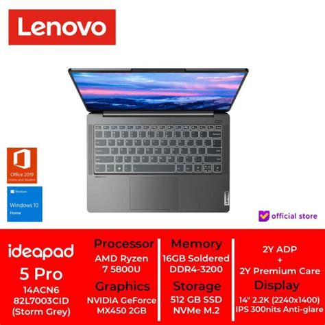 Promo Lenovo Laptop Ideapad Pro Acn Amd Ryzen Ram Gb Gb Ssd K Ips